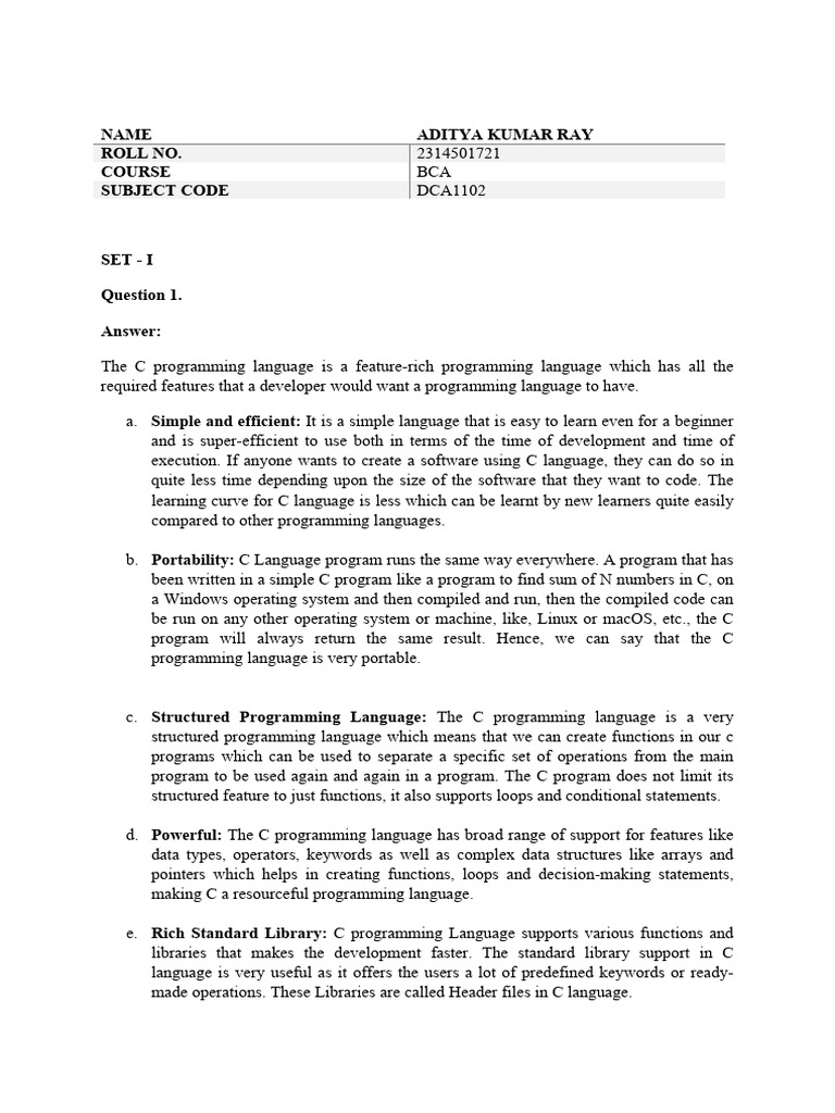 DCA1102 - Programming in C | PDF | Control Flow | Computer Data Storage