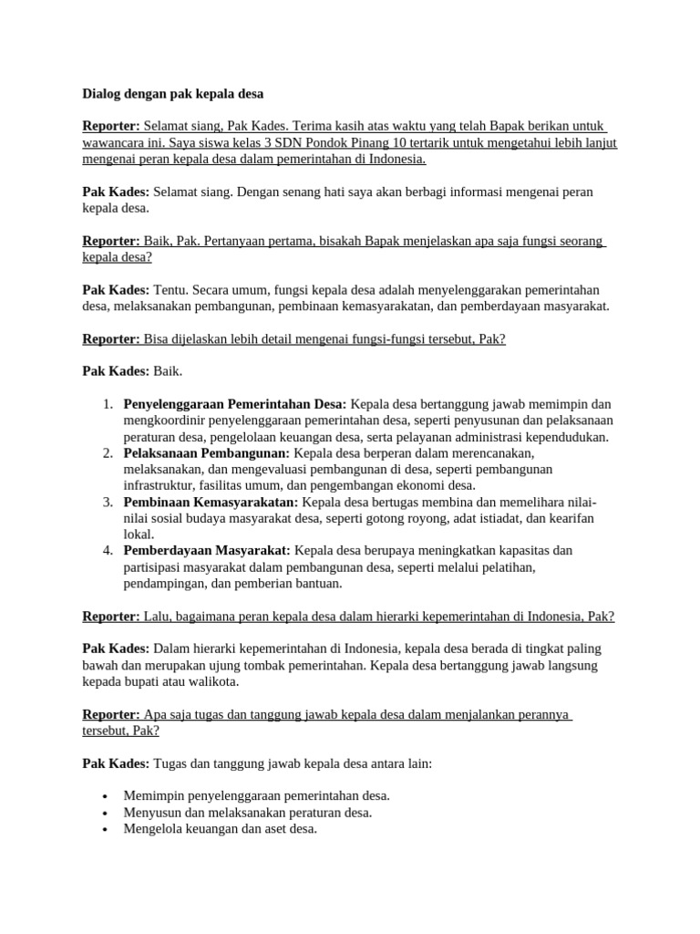 Dialog Dengan Pak Kepala Desa PP 10 | PDF