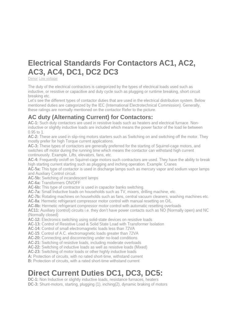 motor contactor rating for different loads | PDF | Switch | Electricity