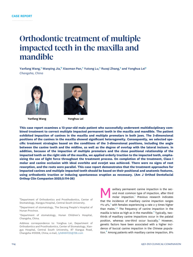 Orthodontic Treatment of Multiple Impacted Teeth I | PDF | Orthodontics ...