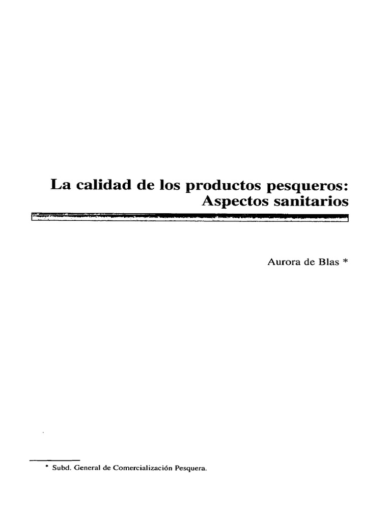 La Calidad de Los Productos Pesqueros: Aspectos Sanitarios | PDF | Análisis de Riesgo y Puntos ...