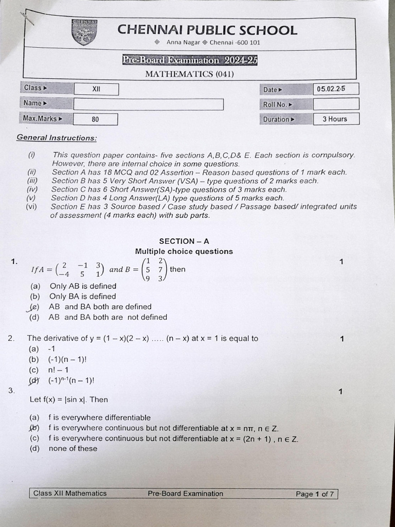 Preboard Maths | PDF