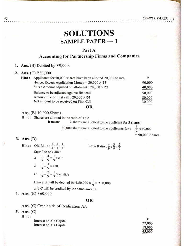 Sample Paper 1 - Answers | PDF
