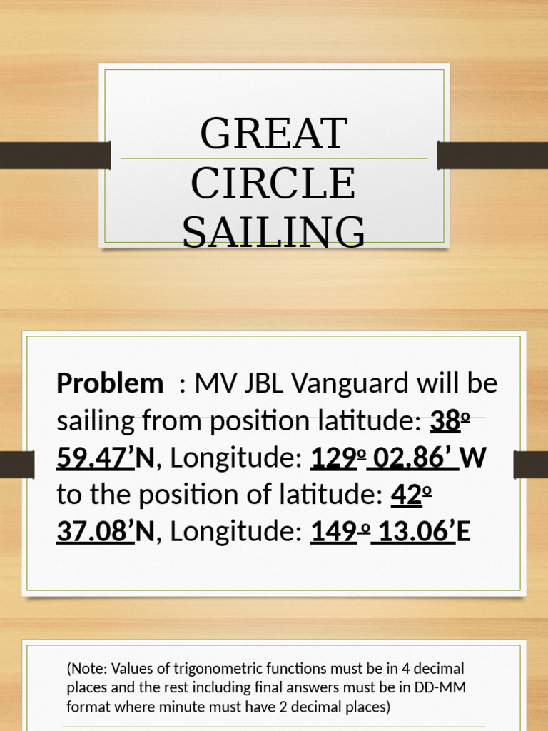 Great Circle Sailing | PDF | Triangle Geometry | Mathematical Analysis