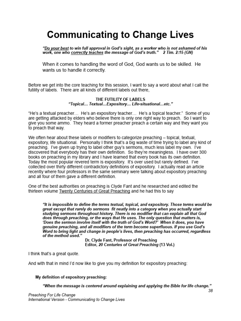 Communicating_to_change_Lifes | PDF | Sermon | Expository Preaching