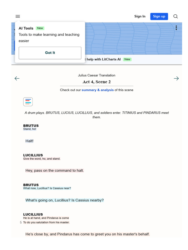 Www Litcharts Com Shakescleare Shakespeare Translations Julius Caesar ...