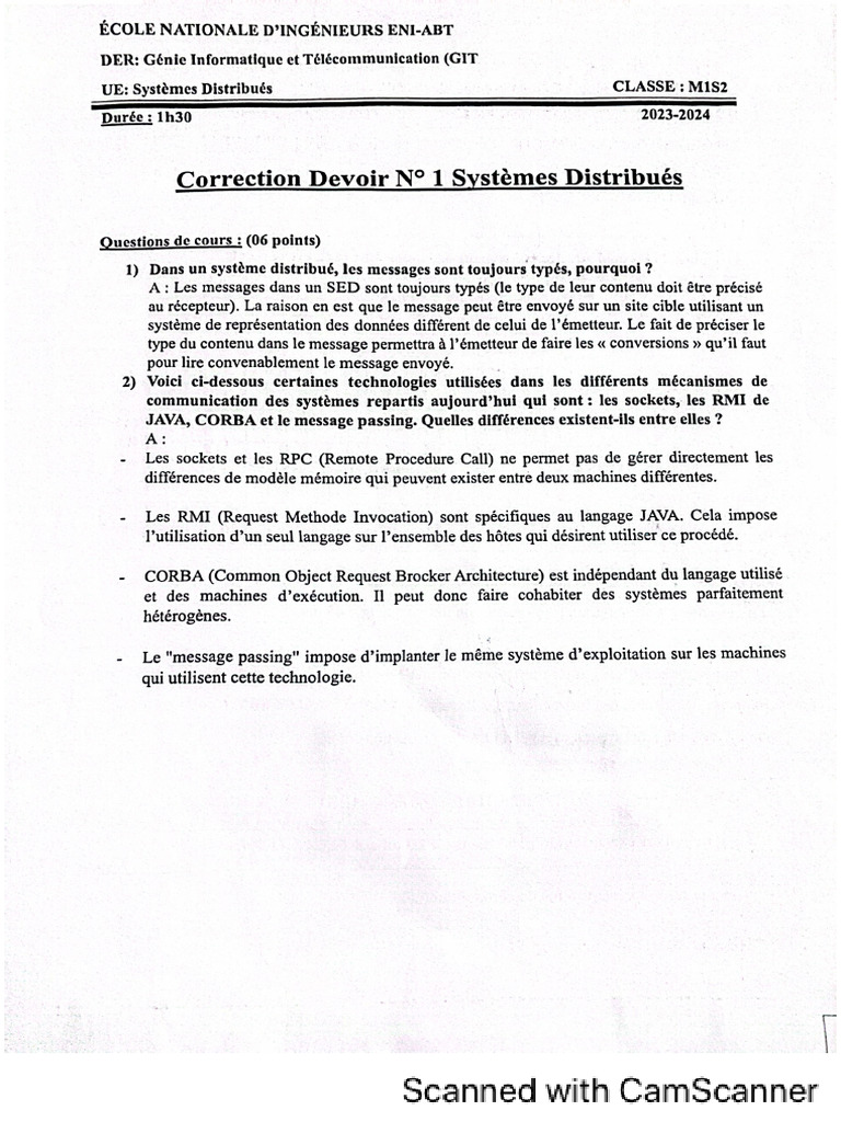 Correction Devoir N1 SD | PDF