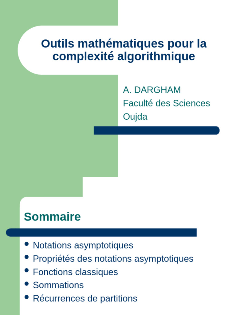 2 -- Outils mathématiques pour la complexité algorithmique | PDF | Fonction exponentielle ...