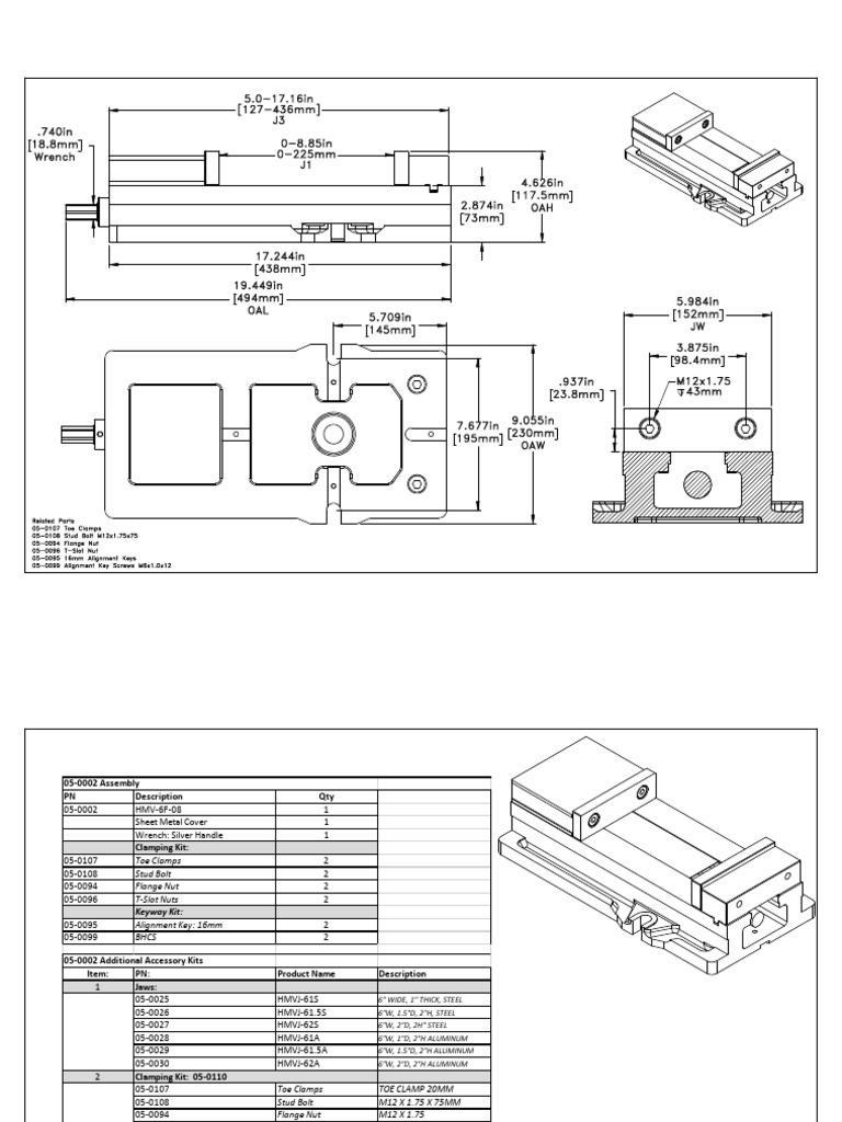 Haas Manual Fixed Jaw Vise Drawing (05-0002 - Vise - Layout) Rev2 | PDF ...