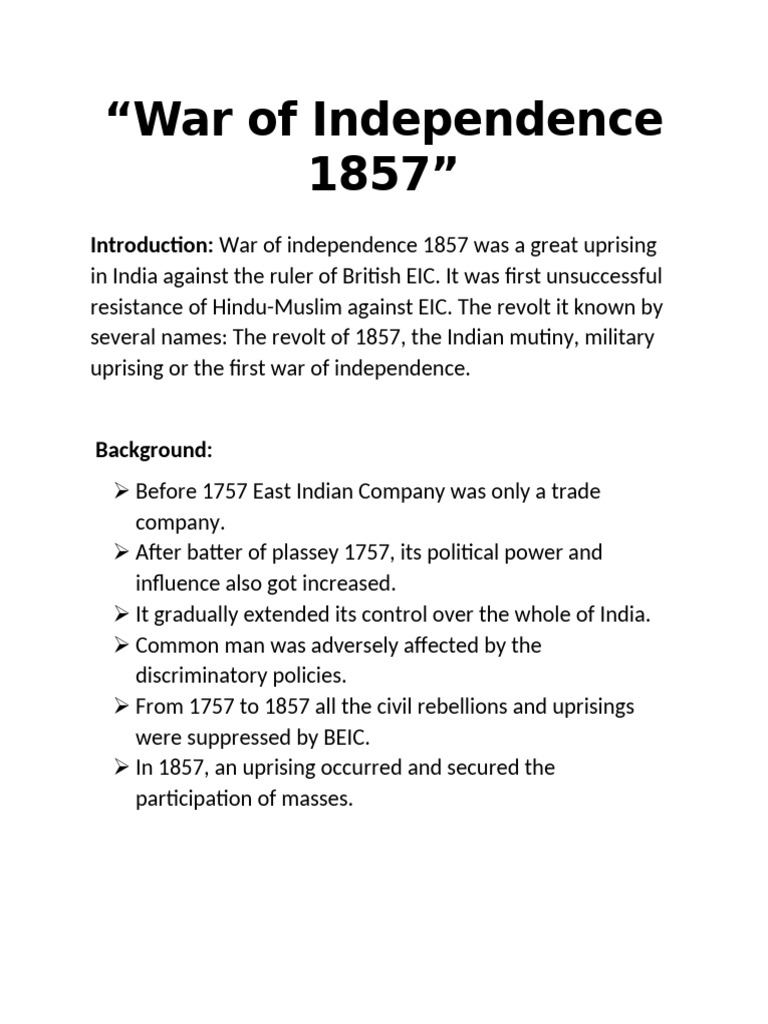 1857 Indian War of Independence Overview | PDF
