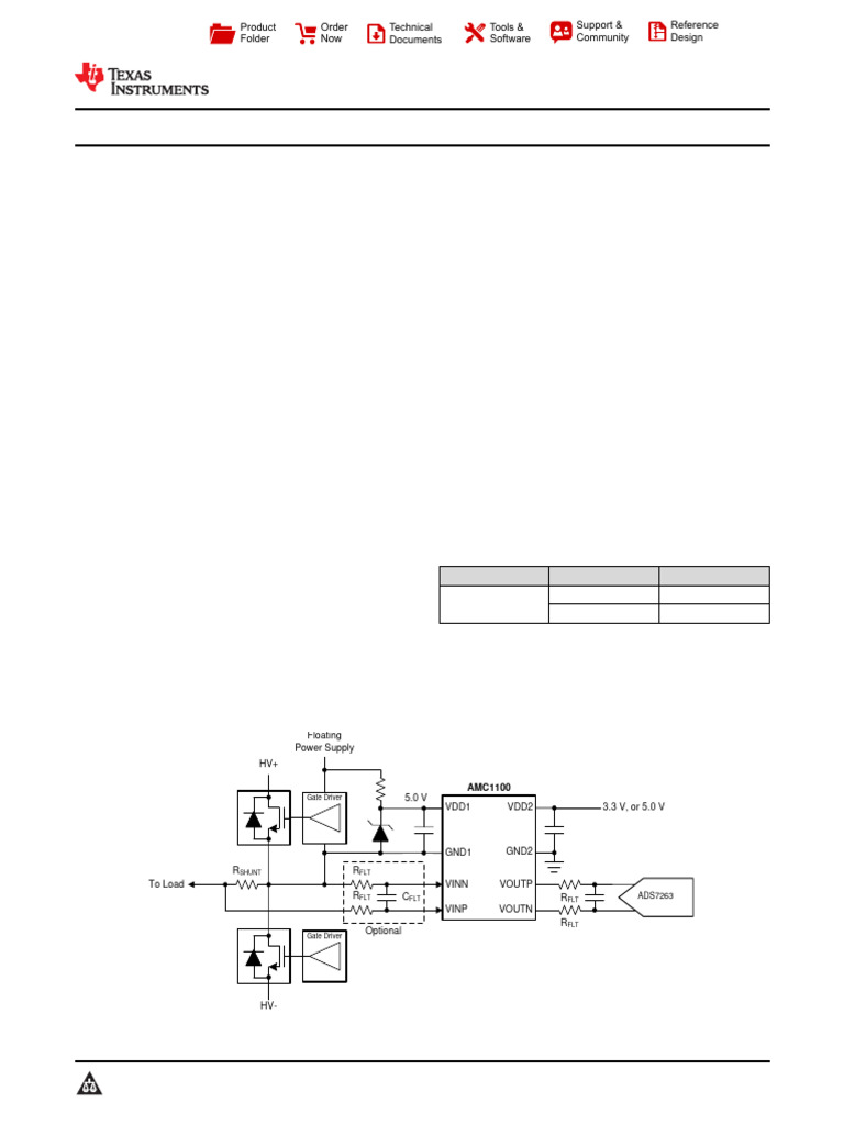 Amc 1100 | PDF | Amplifier | Electrostatic Discharge