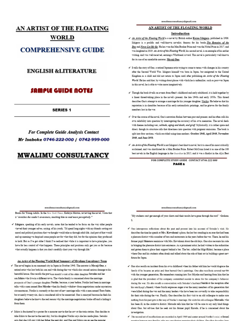 An Artist of the Floating World Guide | PDF