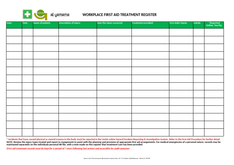 First Aid Register | PDF