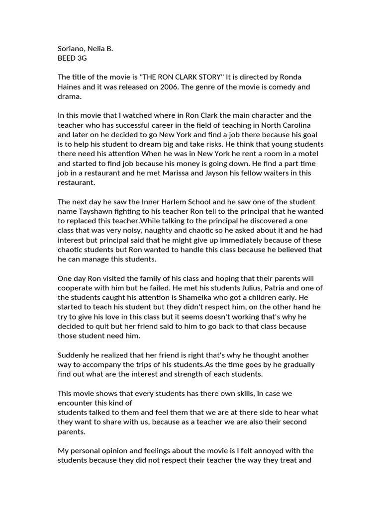 The Ron Clark Story: Teacher's Journey | PDF