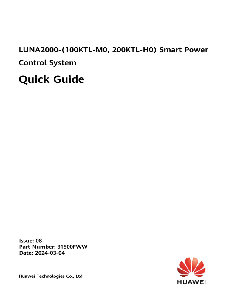 LUNA2000 - (100KTL-M0, 200KTL-H0) Smart Power Control System Quick ...