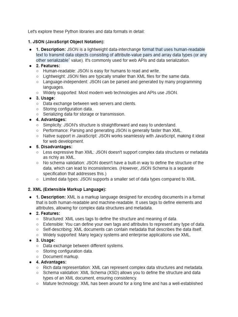 Json XML, HTTPlib, Urllib, Smtplib Explain All Li... | PDF | Json | Xml