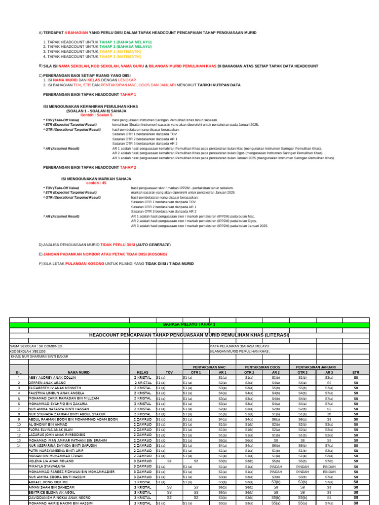 Jan 2025 SK Combined Headcount Pemulihan | PDF