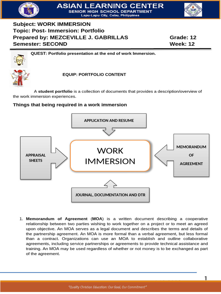 WK12 Work Immersion Module 2023 2024 | PDF | Performance Appraisal | Employment