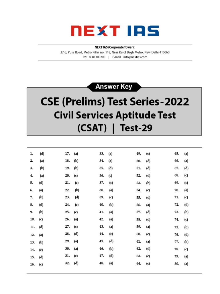 CSAT - Test 29 Answer&Solution | PDF