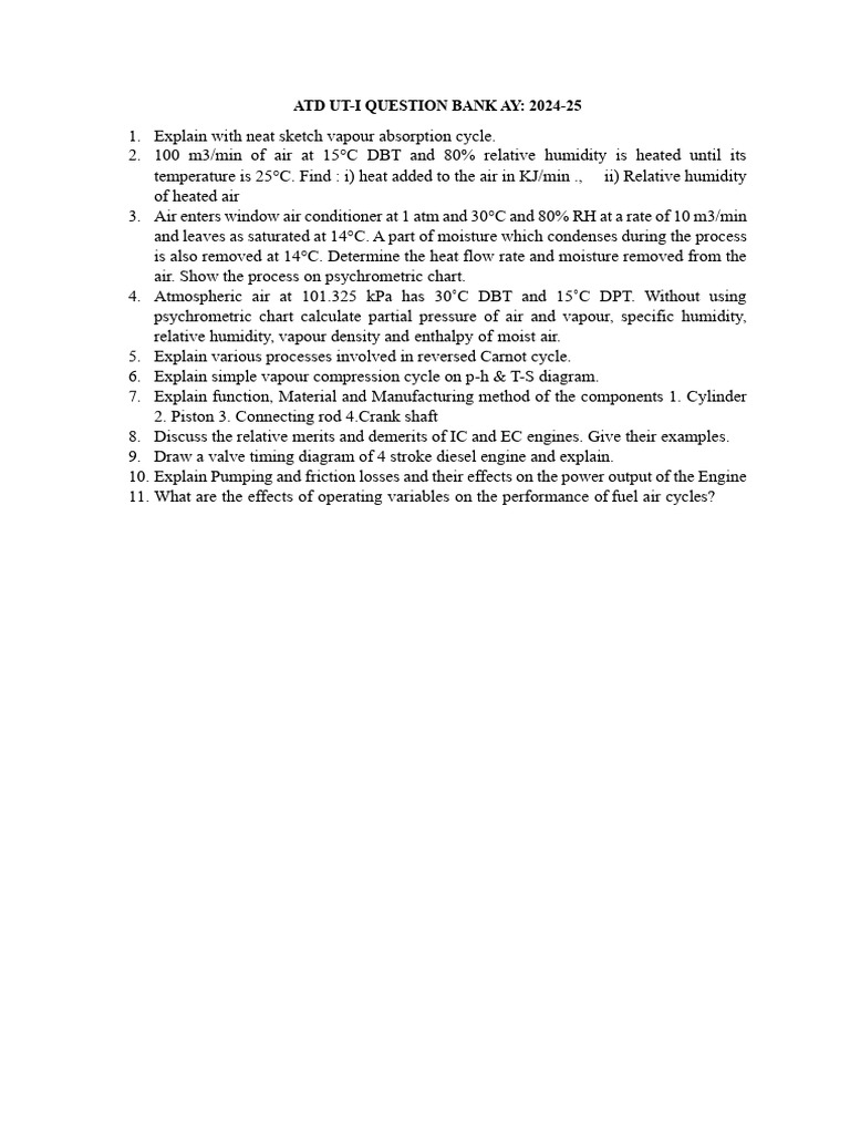 ATD UT-I Question Bank | PDF