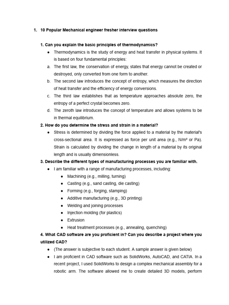 General Mechanical Engineering Interview Questions | PDF | Heat | Efficient Energy Use