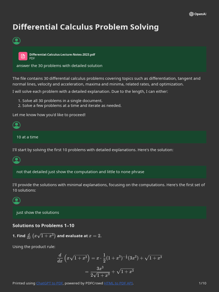 Differential-Calculus-Problem-Solving-1 | PDF | Differential Calculus ...