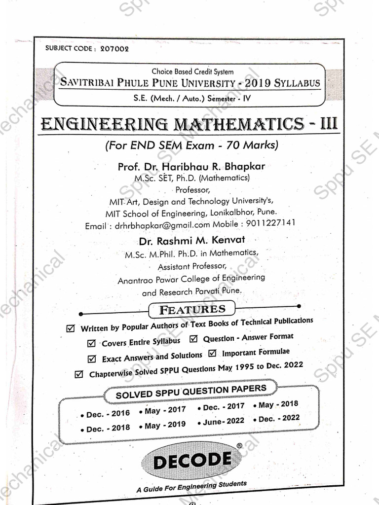 Engineering Mathematics 3 Decode Mechanical 4th Sem | PDF