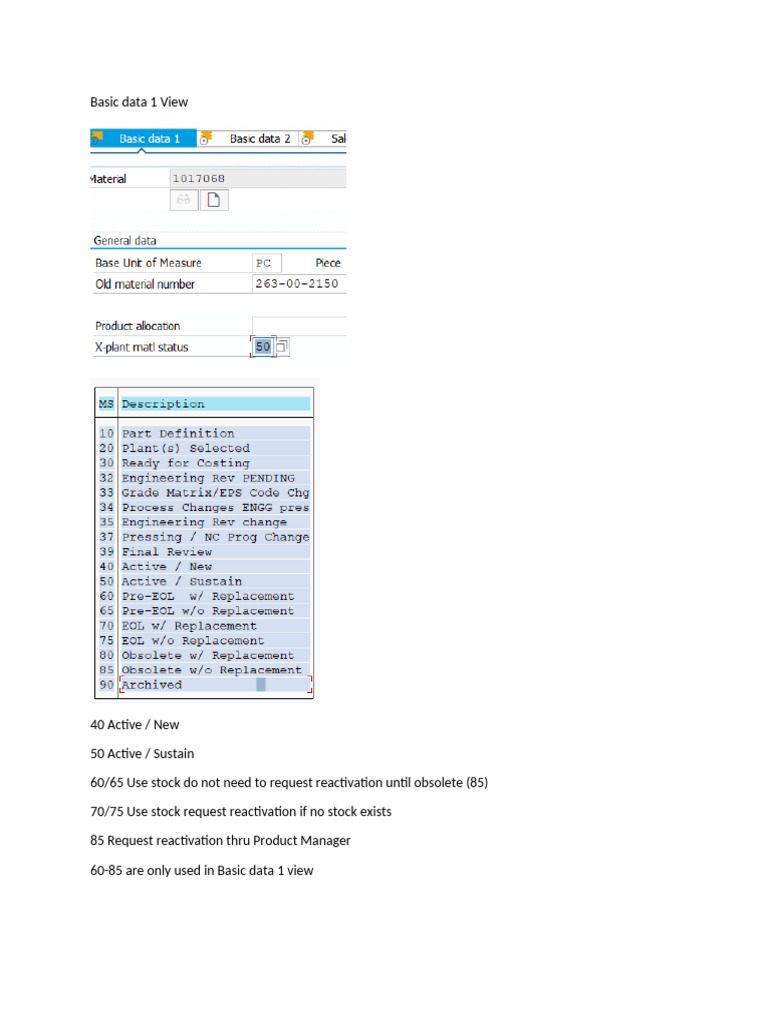 Material Management Status Guide | PDF
