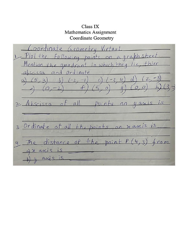IX-Maths Assignment - Coordinate Geometry | PDF