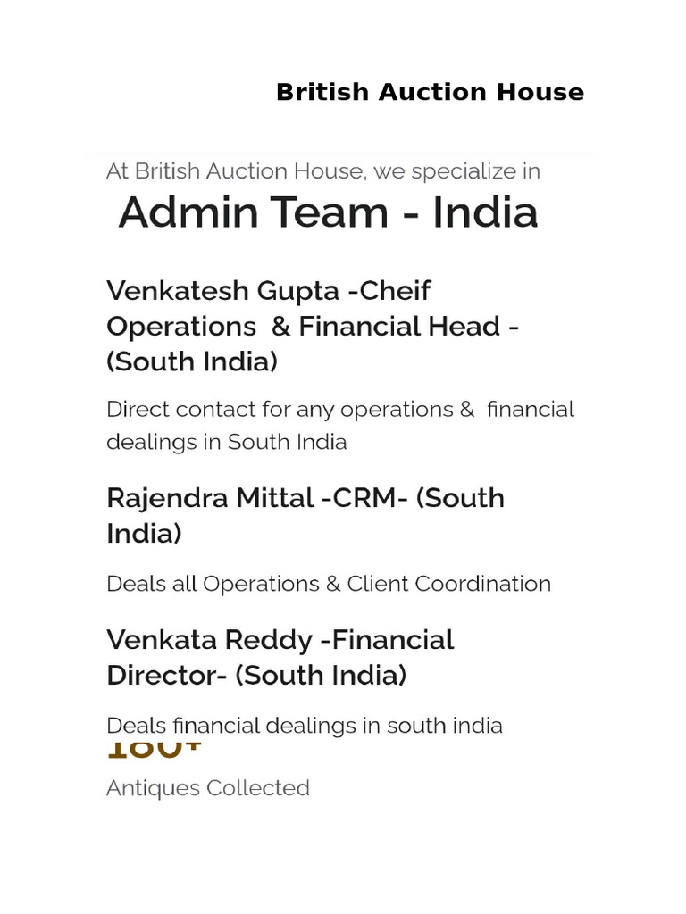 British Auction House Contact Info | PDF