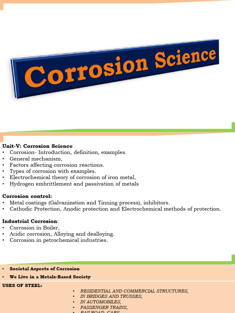 Unit-V-Corrosion Science | PDF | Corrosion | Materials
