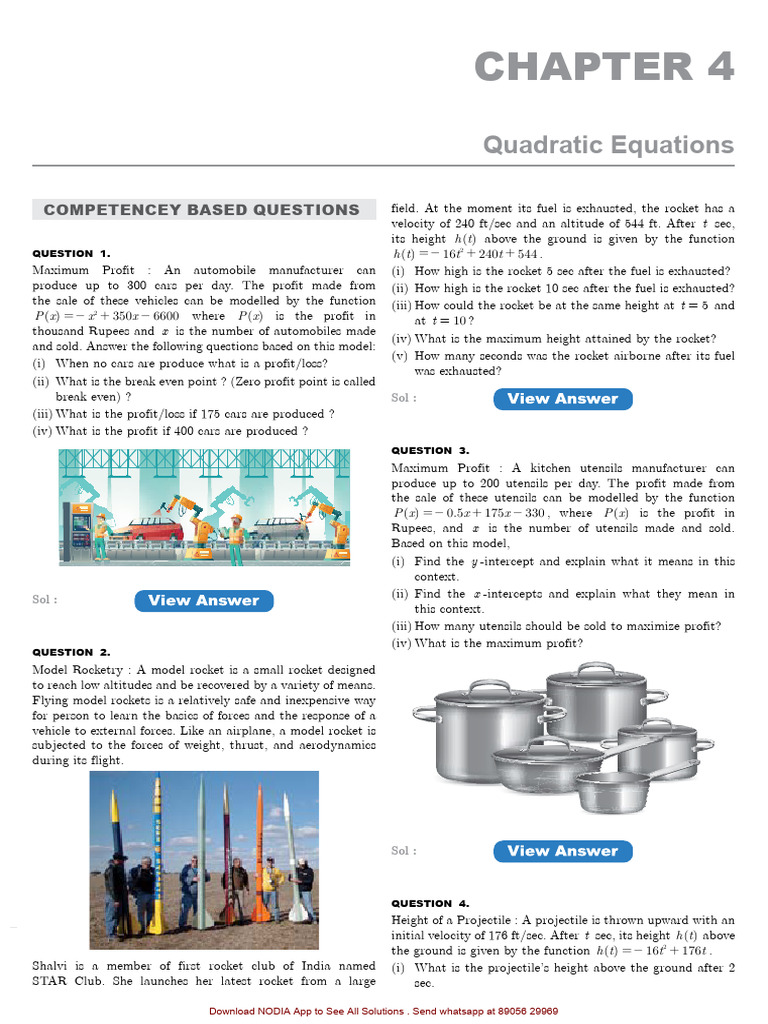 Quadratic Equations Applications | PDF | Area | Rocket