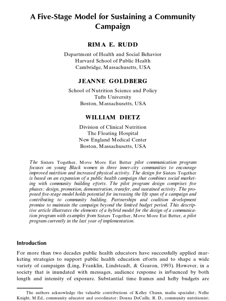 A Fivestage Model For Sustaining A Community Campaign | PDF | Public ...