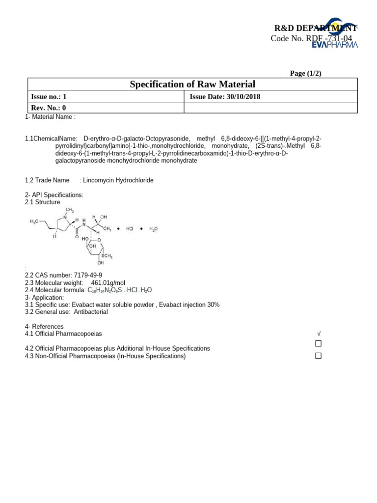 QR Lincomycin | PDF | Chemical Compounds | Chemistry