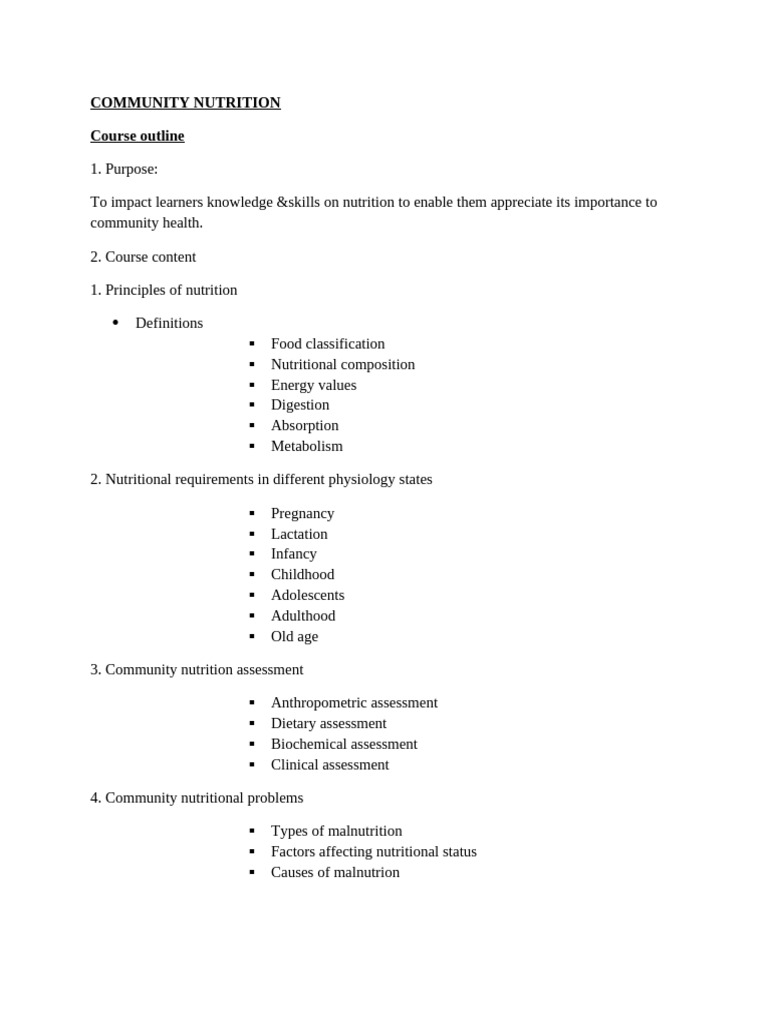 COMMUNITY NUTRITION Complete Module | PDF | Nutrients | Food Security