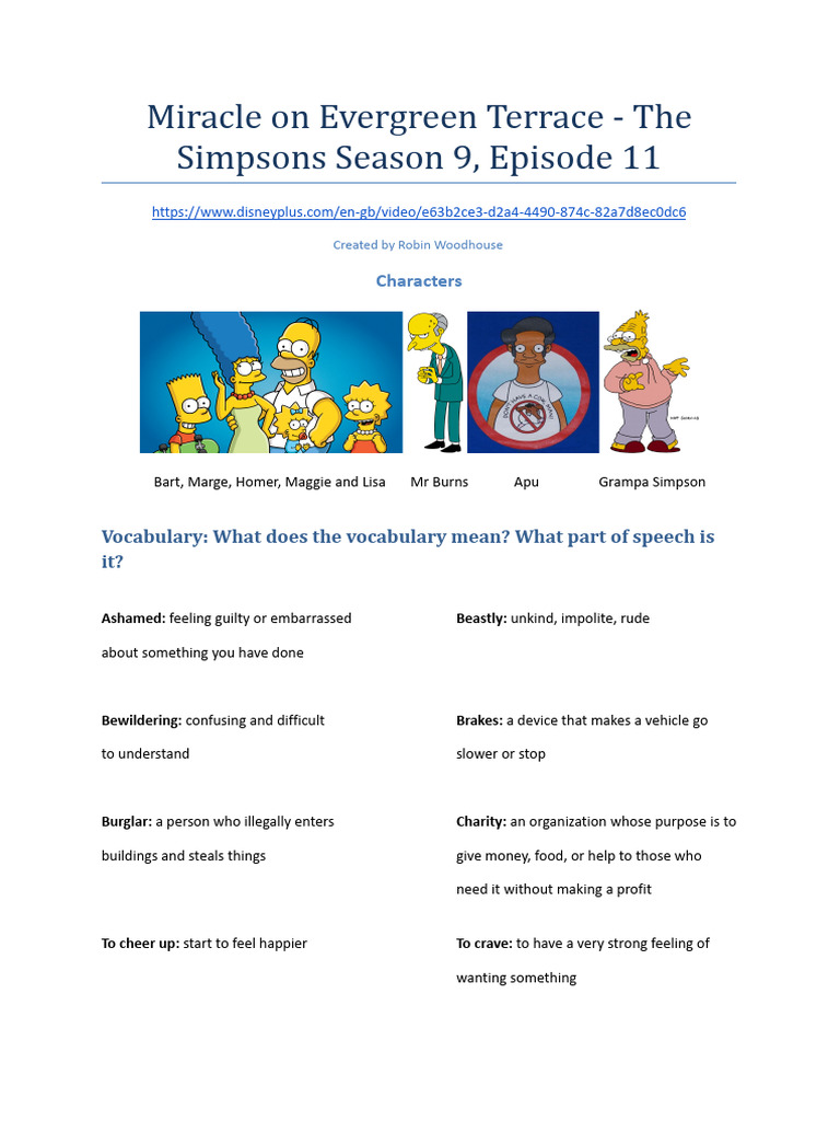 Miracle on Evergreen Terrace Overview | PDF | Television Series Created ...