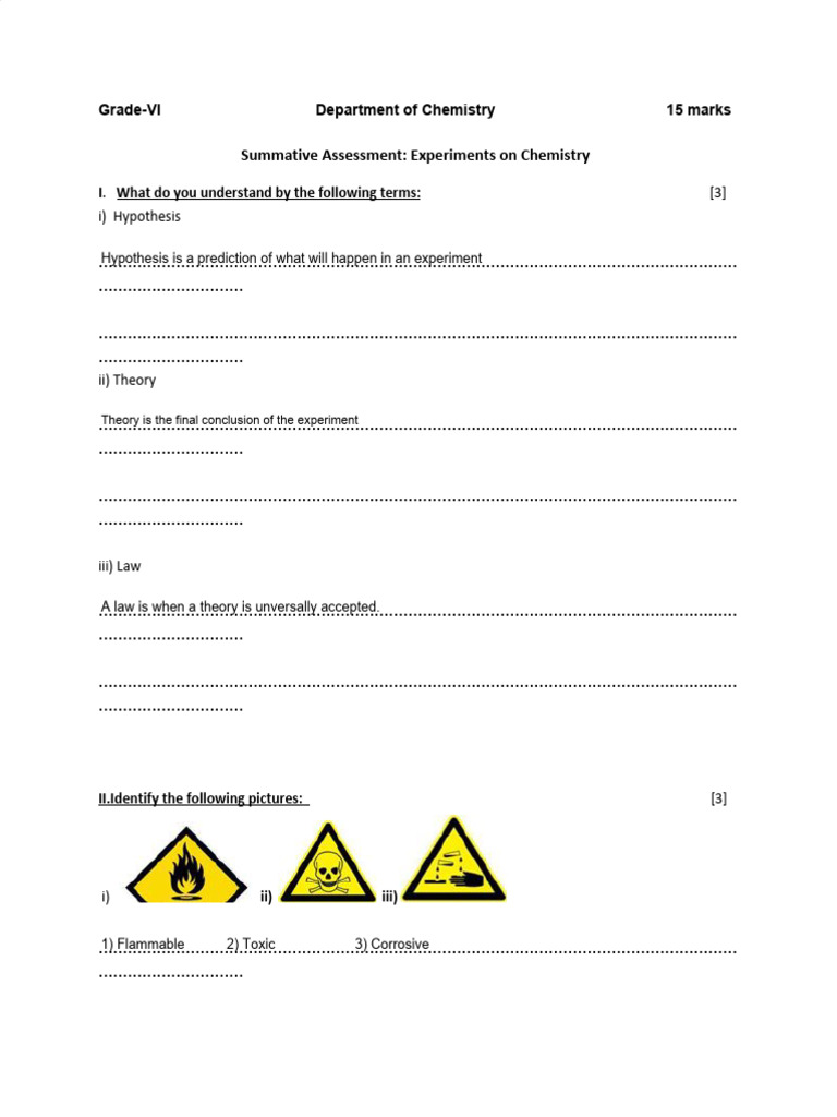 Grade 6 Chemistry Assessment Guide | PDF | Science