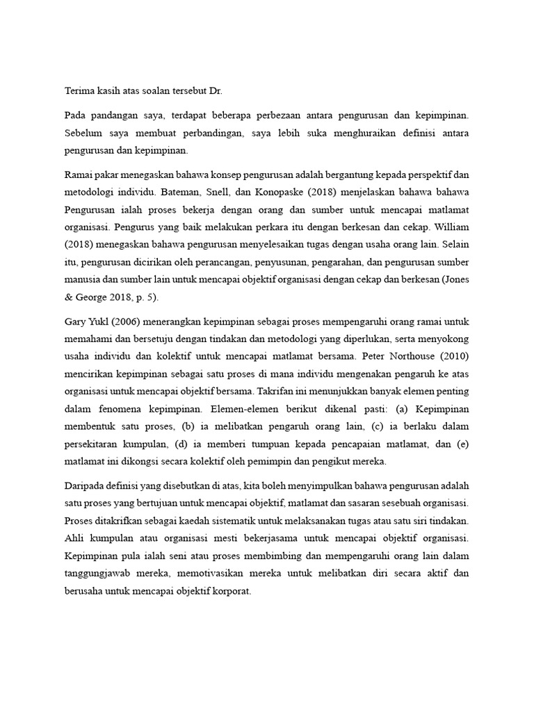 Perbezaan Antara Pengurusan dan Kepimpinan | PDF