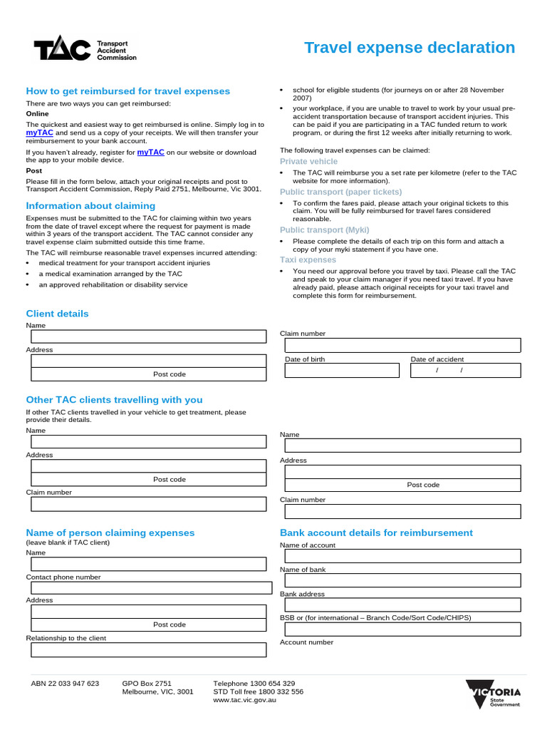 TAC Travel Reimbursement Form | PDF