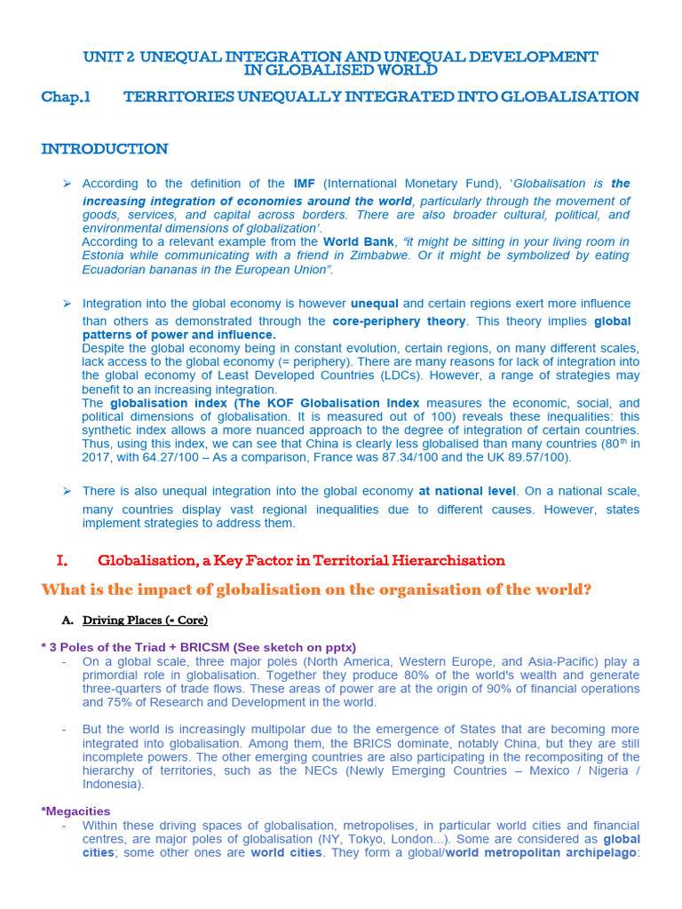 UNIT2 - Chap1 - Unequal Integration and Unequal Development - Lessons | PDF | Globalization ...