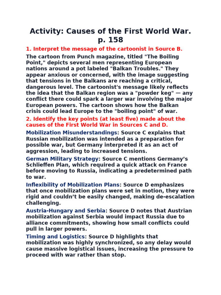 Activity Causes of The First World War | PDF | World War I | Conflicts