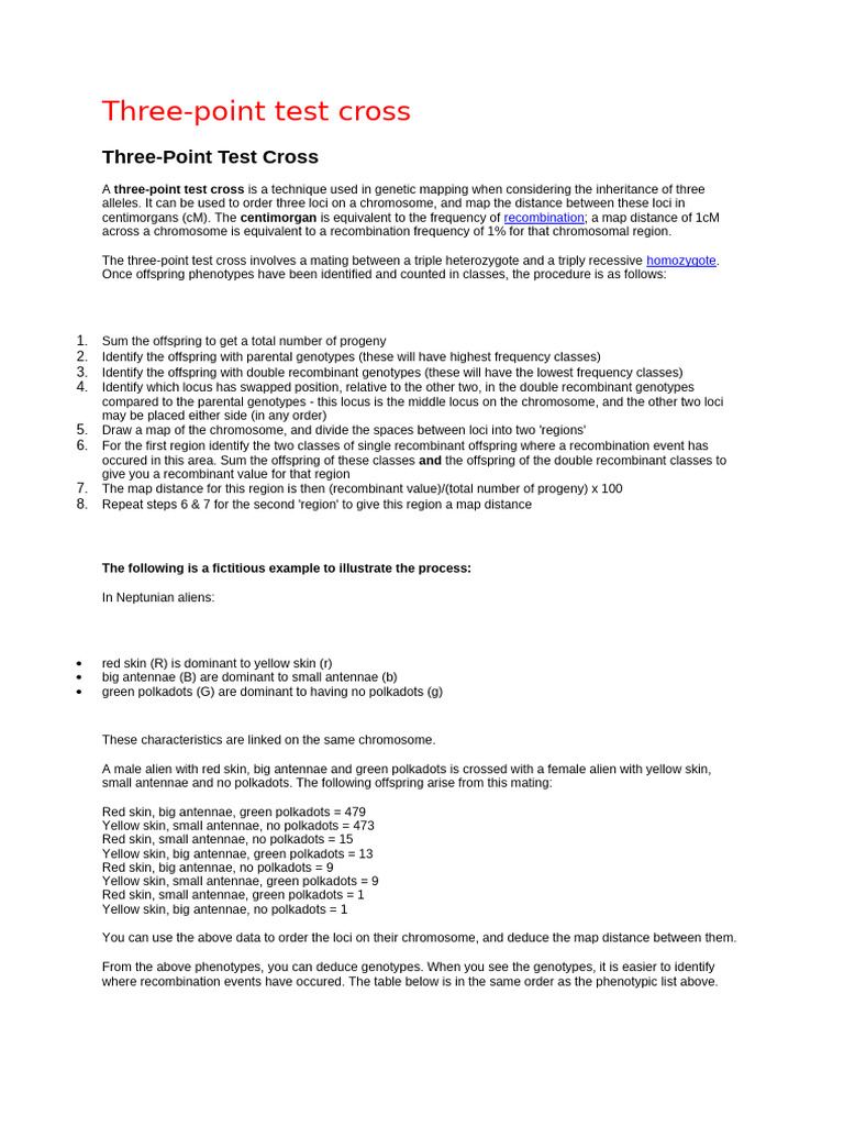 Three point test cross | PDF | Genetic Linkage | Genotype