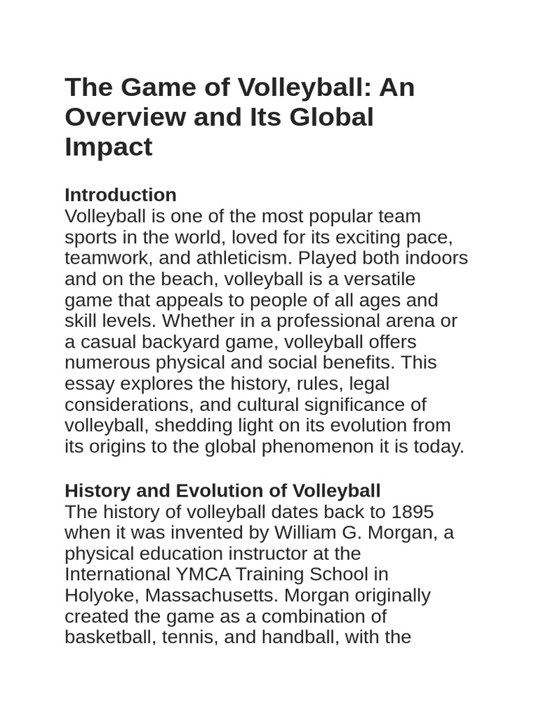 Volleyball: Overview and Global Impact | PDF | Volleyball | Team Sports