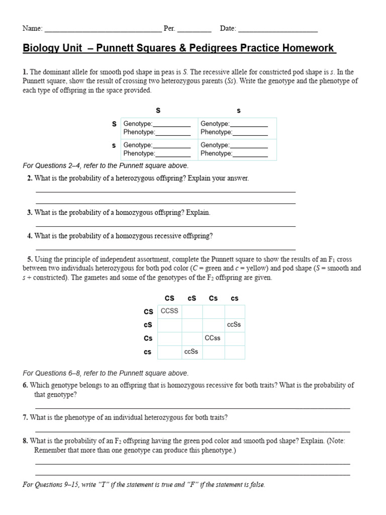 Review Punnett and Pedigree 2 | PDF | Dominance (Genetics) | Genotype