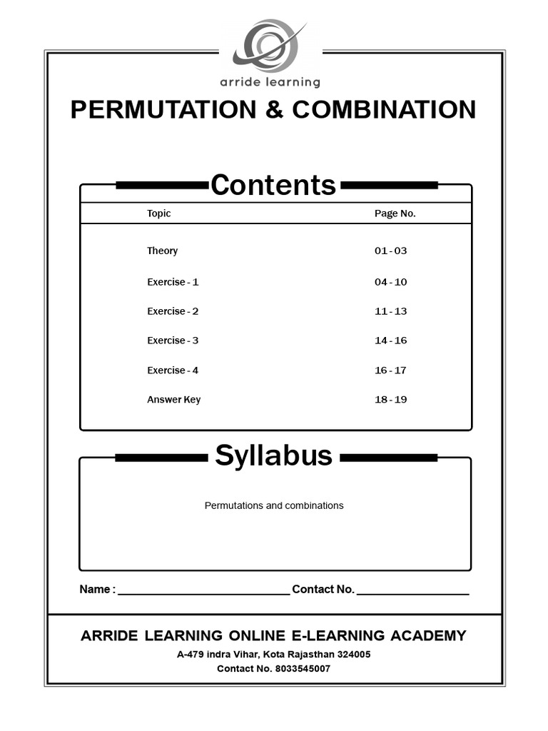 permutation & combination | PDF | Combinatorics | Mathematical Concepts permutation & combination | PDF | Combinatorics | Mathematical Concepts