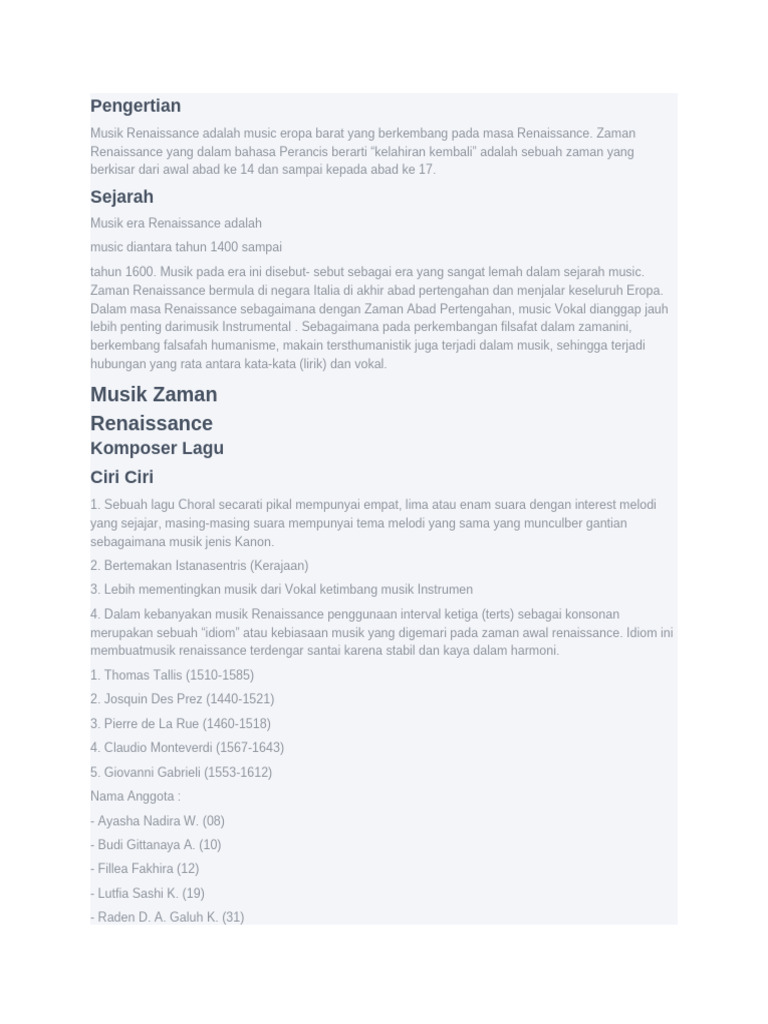 Musik zaman Renaisance | PDF