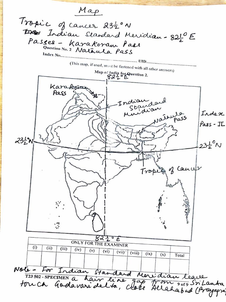 India Map: Tropic of Cancer & Meridian | PDF