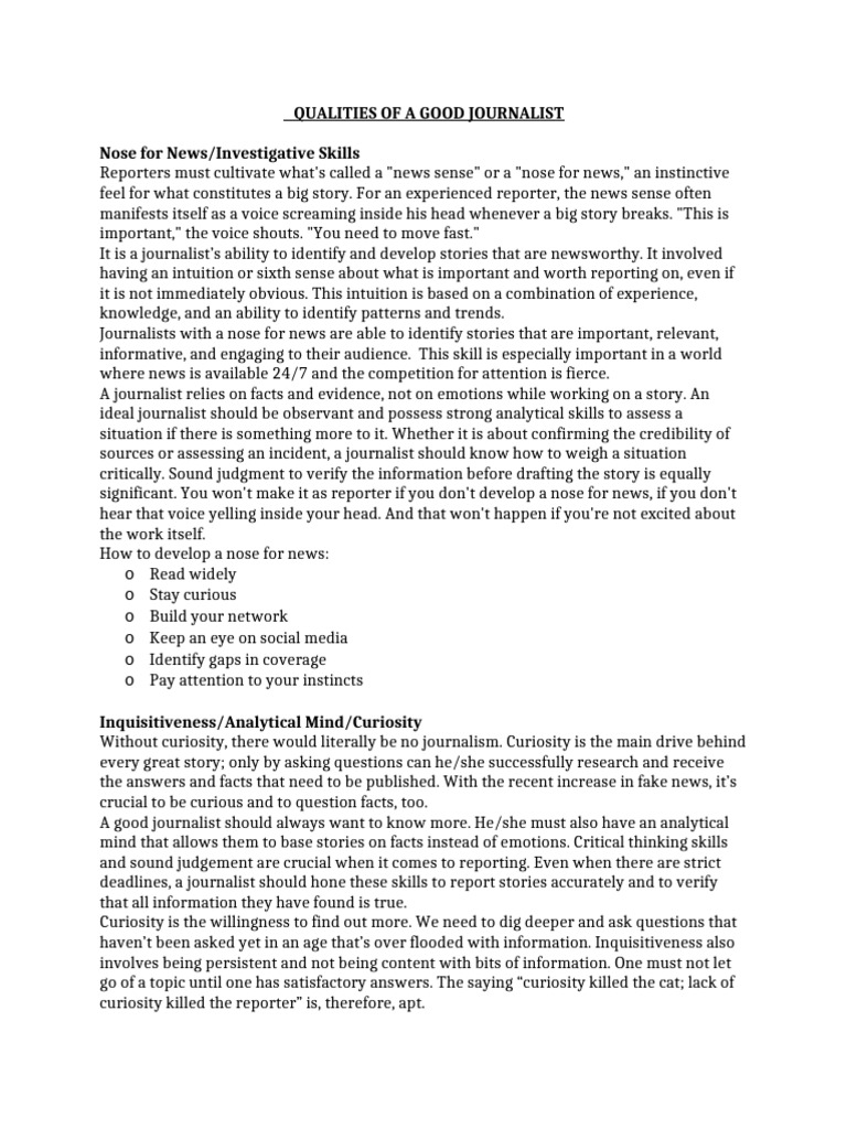 Essential Traits of a Good Journalist | PDF | Empathy | Journalism