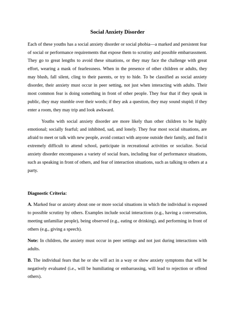 Social Anxiety Disorder | PDF | Mental Disorder | Anxiety