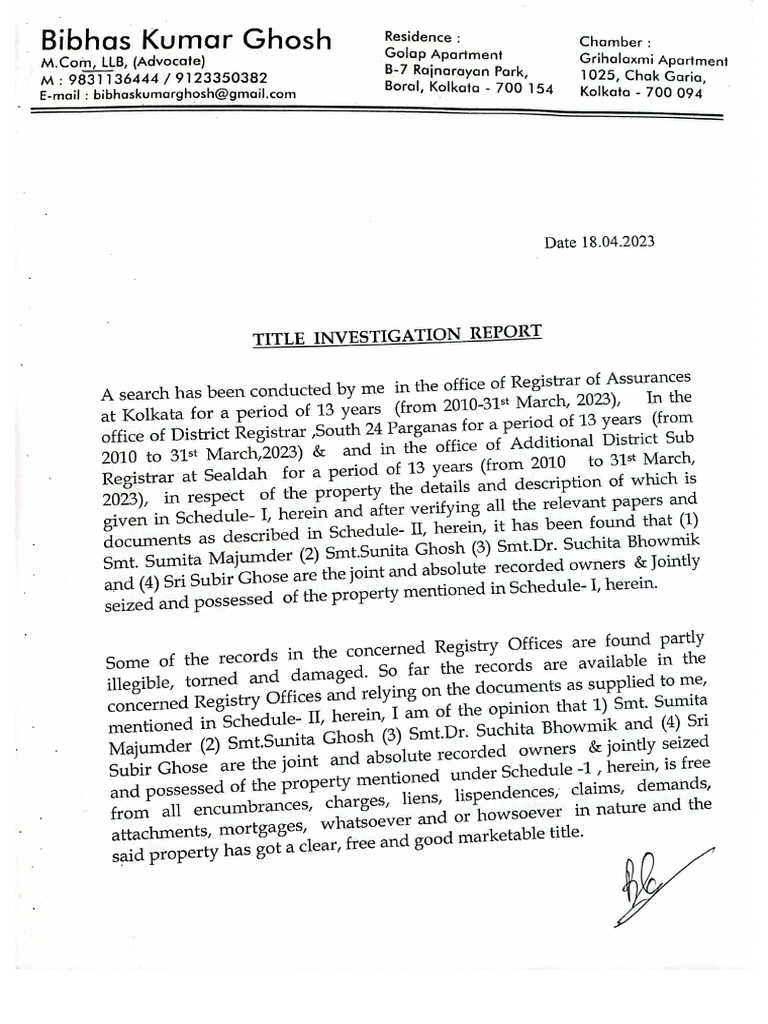 Title Investigation Report | PDF